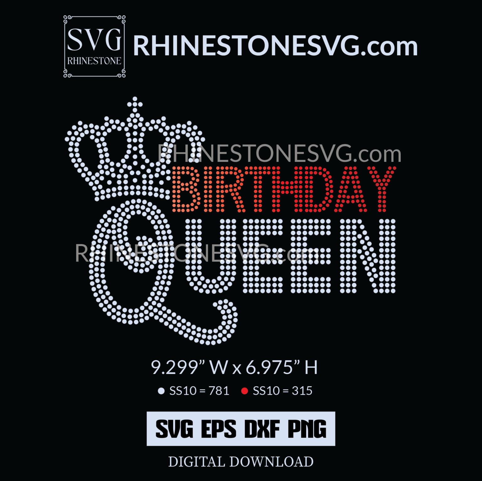 Birthday Queen Crown SVG – Rhinestone SVG